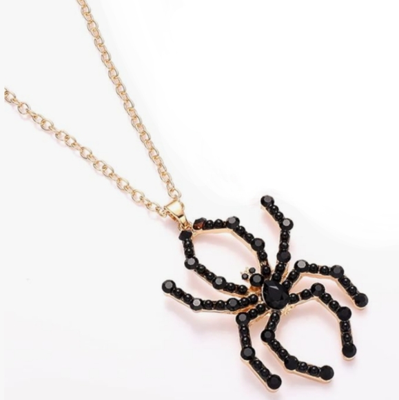 Boutique | Jewelry | Black Rhinestone Spiders Crystal Goth Necklace ...